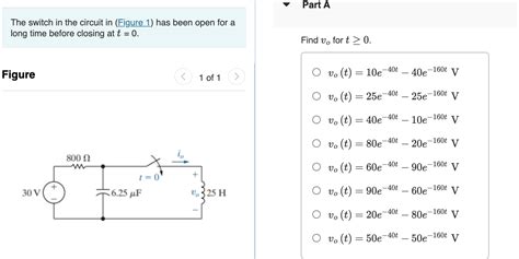 Solved The Switch In The Circuit In Figure 1 Has Been