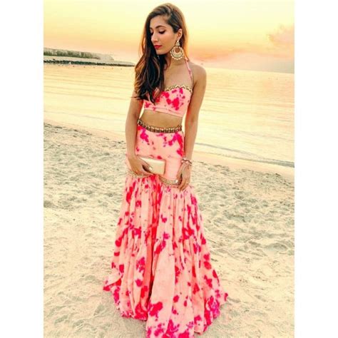 Peach Chinon Silk Digital Printed Sharara Salwar Suit Netted Blouse Designs Indowestern