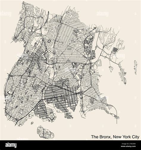 Street Roads Map Of The Bronx Borough New York City Stock Vector Image
