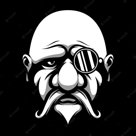 Premium Vector Old Man Glasses Black And White Mascot Design