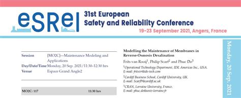 Frits Van Rooij On Linkedin Esrel Reliability Maintenance