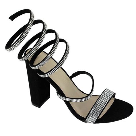 Wild 4 Rhinestone Spiral Ankle Strap Dress Heels