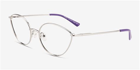 Trina Cat Eye Shiny Silver Glasses For Women Eyebuydirect