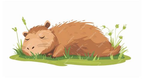 Premium Photo Funny Funny Capybara Sleeping In Nature A Sweet Lazy