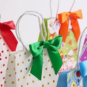Amazon AIMUDI Colors Rainbow Ribbon Twist Tie Bows Premade Satin Ribbon Bows For