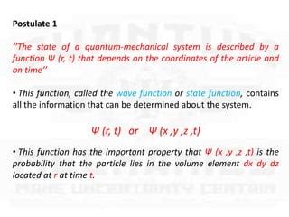 Postulates Of Quantum Mechanics PPT