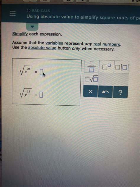 Solved O RADICALS Using Absolute Value To Simplify Square Chegg Com