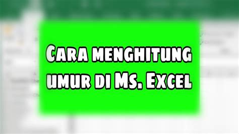 Cara Menghitung Umur Di Ms Excel Tutorial Excel 2023 YouTube