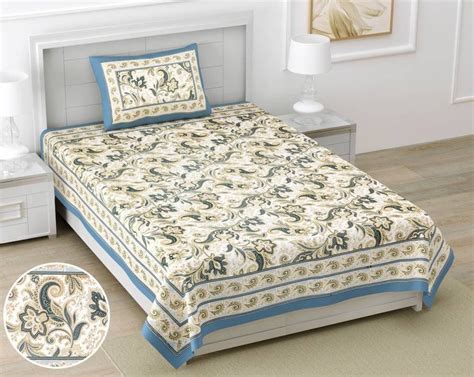 Paisley Print Mulmul Cotton Dohar For Single Bed 6090 Grey Blue