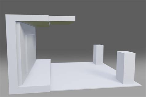 색 창의적인 전시 스탠드 디자인 부스 템플릿 3d 일러스트레이션 프리미엄 사진