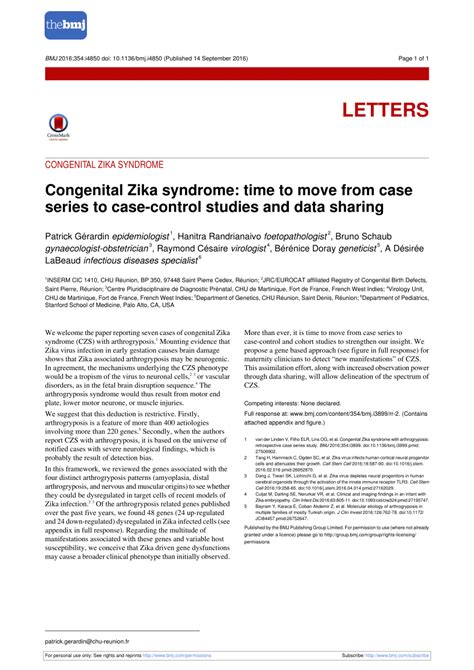 Pdf Congenital Zika Syndrome Time To Move From Case Series To Case