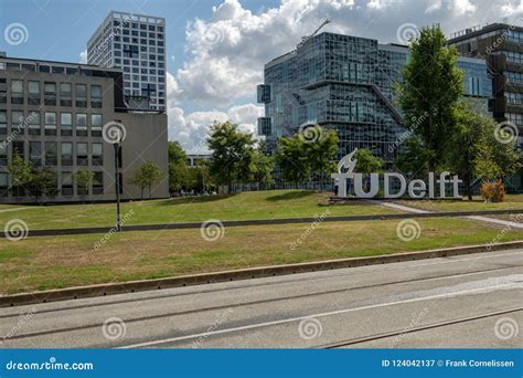 logo of the delft university of technology on the campus netherlands