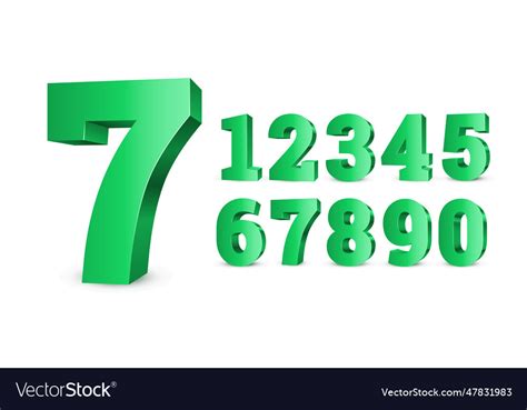 Green 3d Sparkling Numbers Symbol Set Royalty Free Vector
