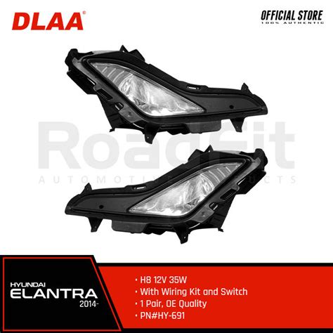 Dlaa Genuine Fog Lamp Fog Light H V W With Wiring Kit And Switch For Hyundai Elantra