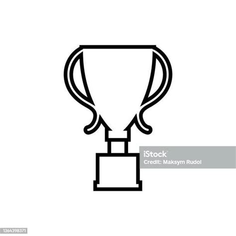 어워드 컵 라인 아이콘 흰색 배경에 격리된 벡터 윤곽선 로고 1에 대한 스톡 벡터 아트 및 기타 이미지 1 1위 검은색 Istock