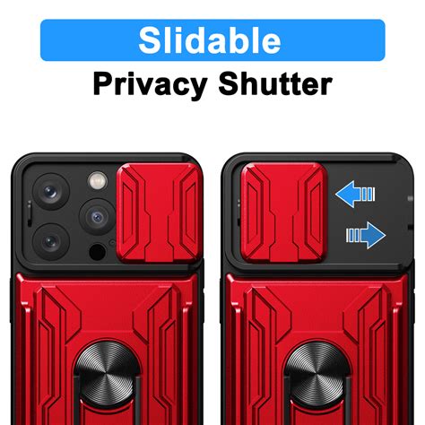 Heavy Duty Slide Case Card Holder For Apple Iphone Pro Red