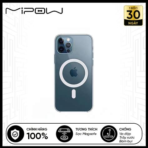 Ốp lưng Magsafe Trong Suốt Mipow Tempered Glass iPhone 12 Pro Max Mua hàng online uy tín tiện lợi