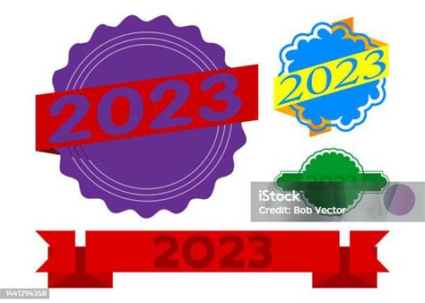 숫자 2023이 있는 리본 세트입니다 배너 템플릿입니다 라벨 스티커 기호 12월에 대한 스톡 벡터 아트 및 기타 이미지 12월 12월 31일 2022년 Istock