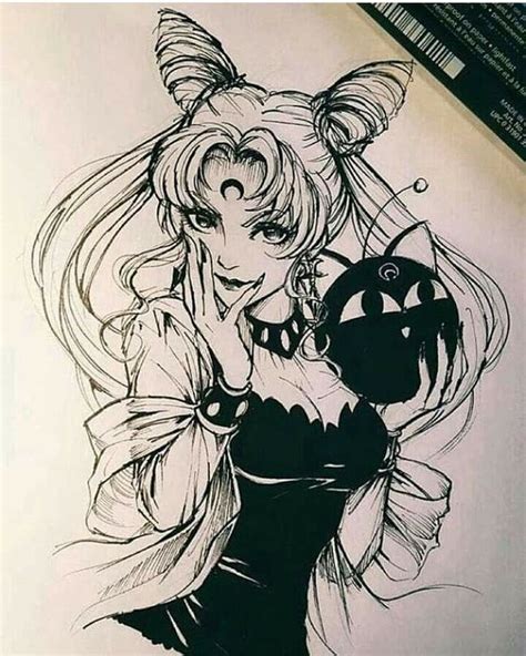 Anime Moon Tattoo Halloween Anime Tattoo Black Moon Drawing Sailor