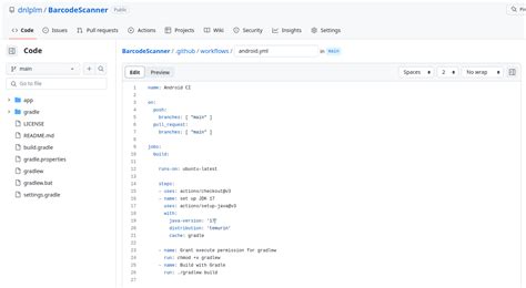android ci github action for barcode scanner paldan time