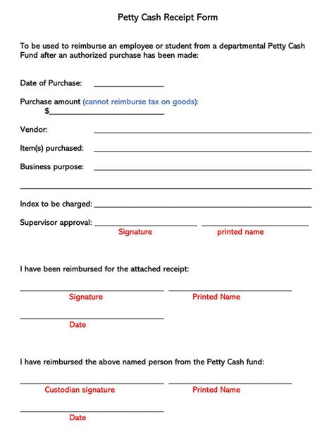 20 Free Petty Cash Receipt Templates Word PDF