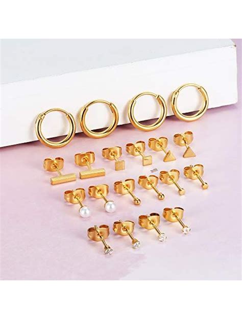 Buy Fibo Steel 10 Pairs Stainless Steel Tiny Stud Earrings For Women