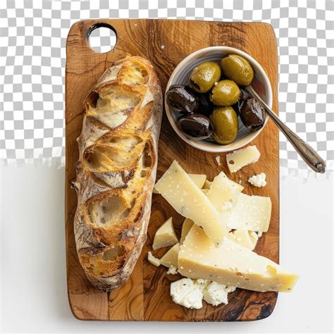 Premium Psd A Wooden Cutting Board With Cheese Olives And Cheese