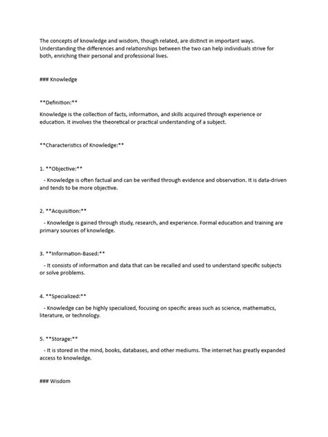 Knowledge Vs Wisdom Key Differences Pdf Knowledge Wisdom