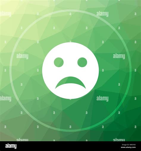 Sad Smiley Icon Sad Smiley Website Button On Green Low Poly Background
