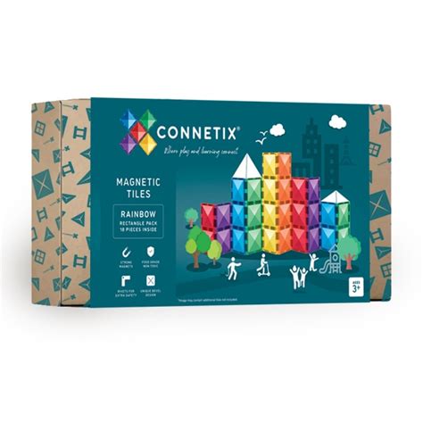 Connetix Tiles Jeu magnétique Rectangles arc en ciel Lot de 18