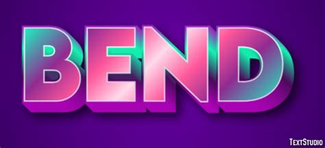 Bend Purple Green And Pink 3d Text Effect Generator