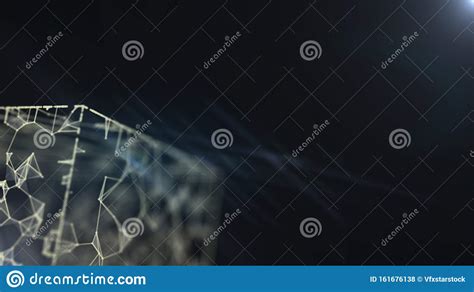 Cryptocurrency Blockchain Network Connection And Microcircuit On Virtual Cube Stock