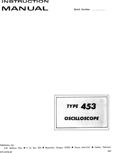 Tektronix 453 Service Op Manual Tradebit