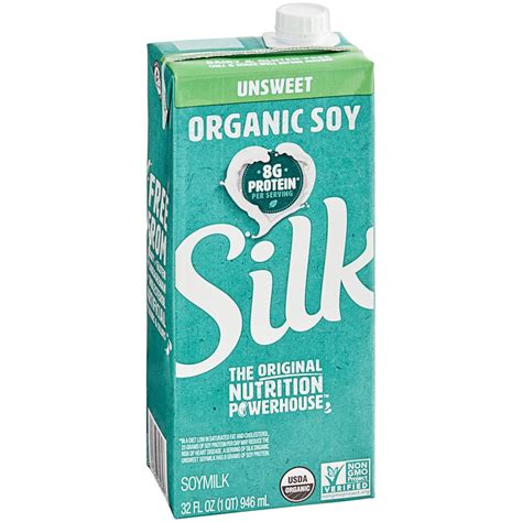 Silk Organic Unsweetened Soy Milk 32 Fl Oz 6case