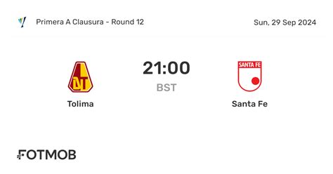 Tolima Vs Santa Fe Marcador En Vivo Alineaciones Previstas Y