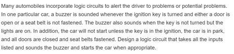 Solved Many Automobiles Incorporate Logic Circuits To Alert