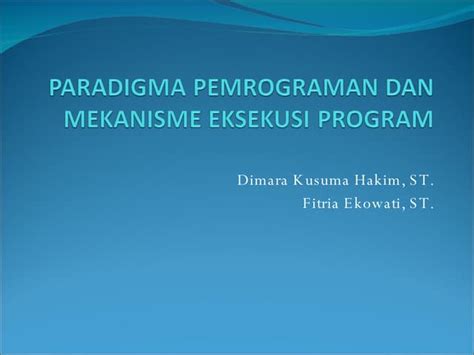 Bab 1a Paradigma Bahasa Pemrograman Ppt