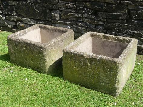 Weathered Square Planters Pair Holloways Garden Antiques
