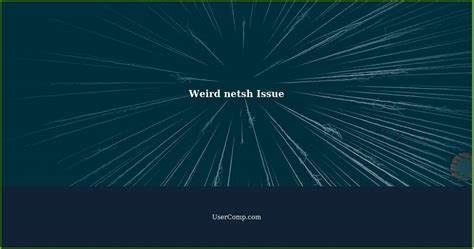 Something So Weird While Using Netsh