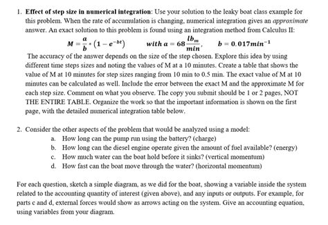Effect Of Step Size In Numerical Integration Use Chegg