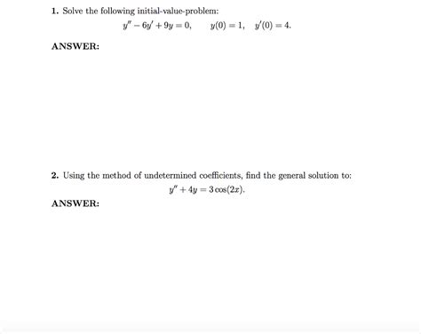 Solved Solve The Following Initial Value Problem Y 6y