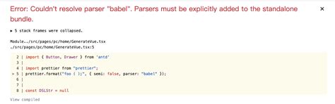 × error couldn t resolve parser babel parsers must be explicitly