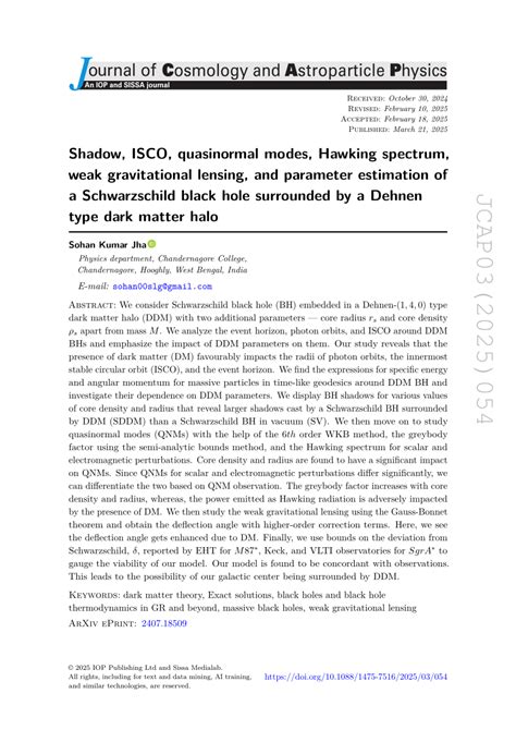 Shadow Isco Quasinormal Modes Hawking Spectrum Weak Gravitational