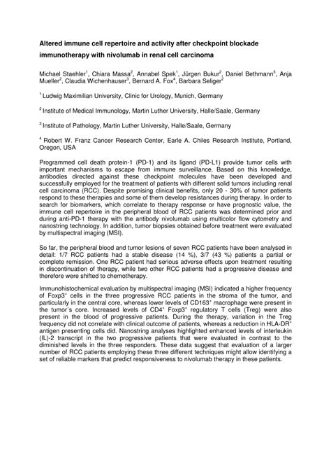 Pdf Pd57 06 Altered Immune Cell Repertoire And Activity After