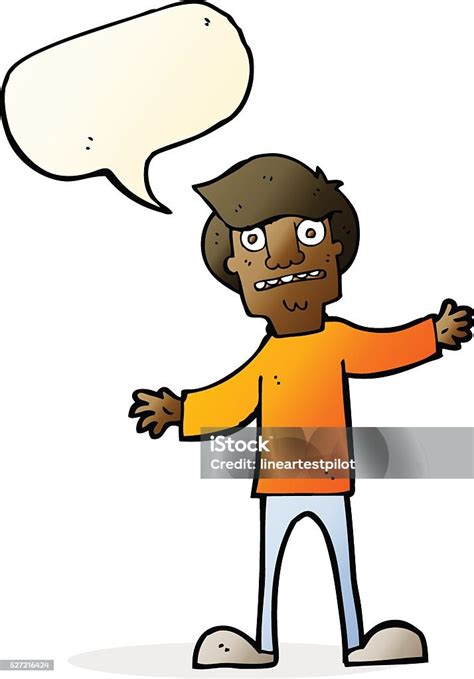 Kartun Terkejut Pria Dengan Gelembung Pidato Ilustrasi Stok Unduh