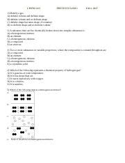 Chem Exam Pretest Fall Doc Chem Pretest Exam Fall