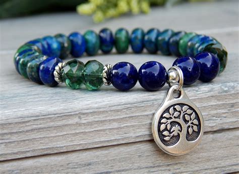 Blue And Green Gemstone Beaded Bracelet By Stoneriverjewelry Blue