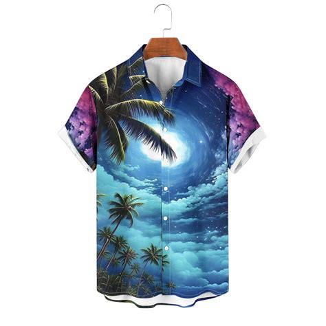 Waenqinla Mens Hawaiian Shirts Summer Tropical Palm Tree Print Beach