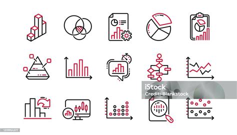 Stock Ilustrace Ikony Čar Grafů A Grafů Infochart Blokový Diagram A
