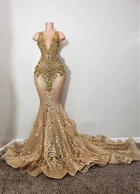 Gold Champagne Sparkly Evening Gown For Women From Bestdressing